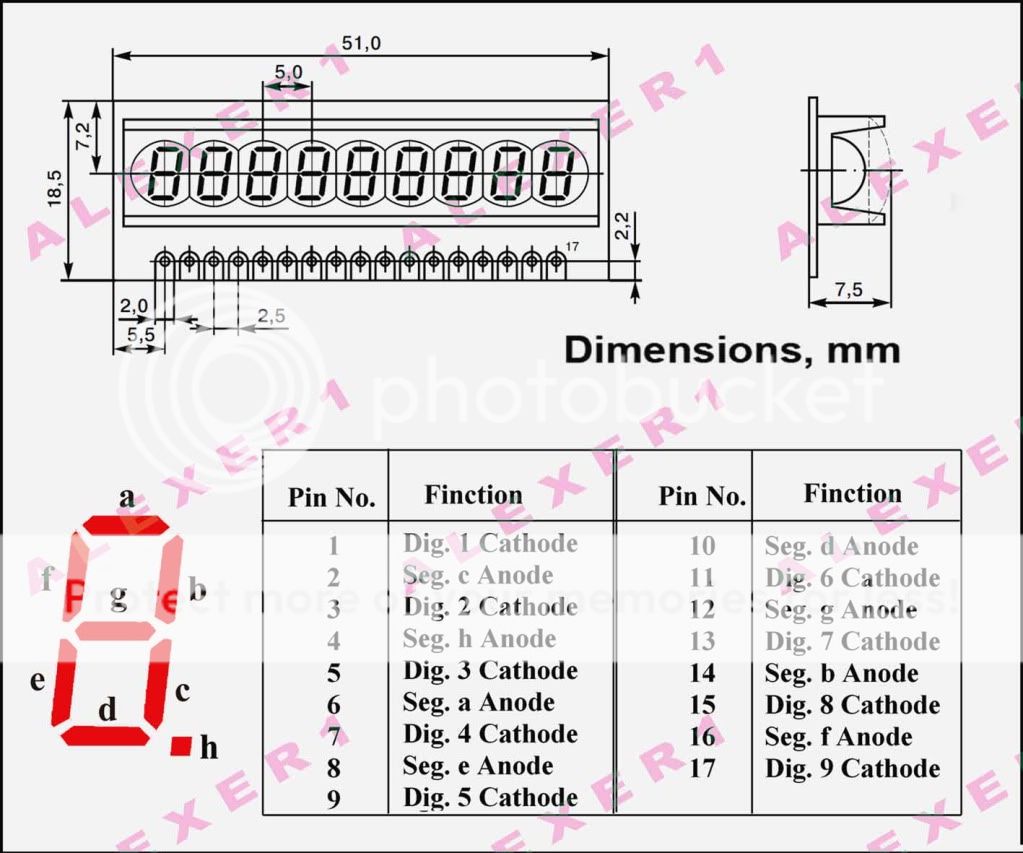 2x 7 segment 9 digit LED display calculator 5082-7441
